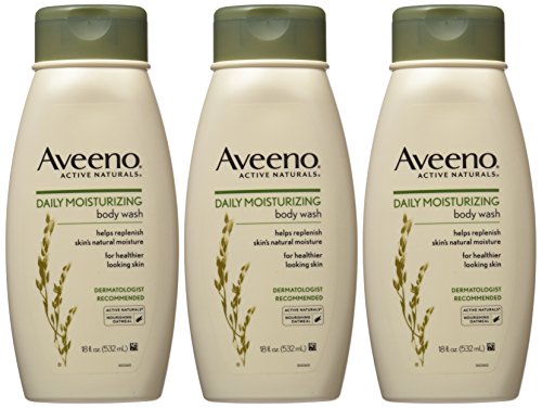 Aveeno Active Naturals Daily Moisturizing Body Wash with Natural Oatmeal, 18-Ounce Bottles (Pack of 3)