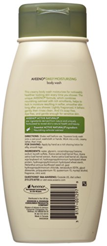 Aveeno Active Naturals Daily Moisturizing Body Wash with Natural Oatmeal, 18-Ounce Bottles (Pack of 3)