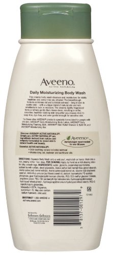 Aveeno Active Naturals Daily Moisturizing Body Wash with Natural Oatmeal, 18-Ounce Bottles (Pack of 3)