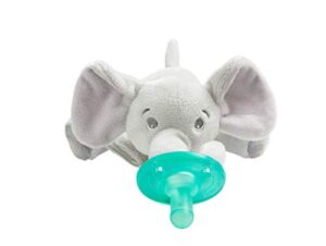 philips avent soothie snuggle pacifier holder with detachable pacifier, 0m+, elephant, scf347/03