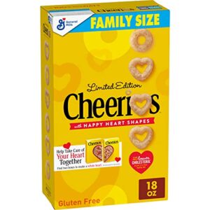 cheerios heart healthy cereal, gluten free cereal with whole grain oats, family size, 18 oz