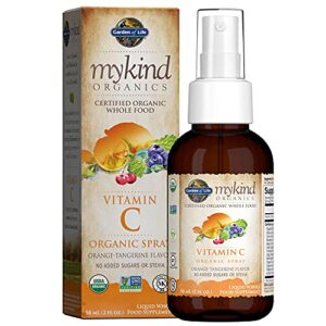 garden of life organic vitamin c for kids and adults, mykind organics vitamin c spray for skin health – orange tangerine, vitamin c supplement antioxidant for immune support, 2 fl oz liquid drops