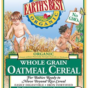 Earth's Best Organic Baby Food, Organic Whole Grain Oatmeal Baby Cereal, Non-GMO, Easily Digestible and Iron Fortified Baby Food, 8 oz Box