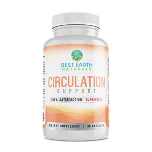 Best Earth Naturals Circulation Support Supplement with Butchers Broom, Horse Chestnut, Vitamin B3, Hawthorne, Ginger Root, Sweet Orange Extract, and More - 30 Count