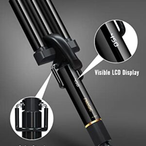 Hair Waver, 3 Barrel Curling Iron for Beachy Waves, Hair Crimper with LCD Temp Display, Ceramic Tourmaline Triple Barrels Curling Wand, Beach Waver Curling Iron with Dual Voltage, Black