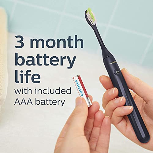 Philips Sonicare One Toothbrush, Electric Battery Powered Toothbrush with Sleek travel Case and 2pk Toothbrush Heads - MIdnight Blue, HY100-01