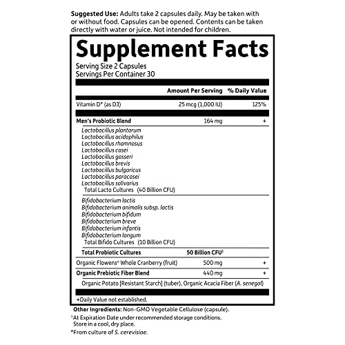 Garden of Life Dr. Formulated Probiotics Prostate+ - Acidophilus and Probiotic Supports Healthy Prostate and Digestive Balance - Gluten, Dairy, and Soy-Free - 60 Vegetarian Capsules