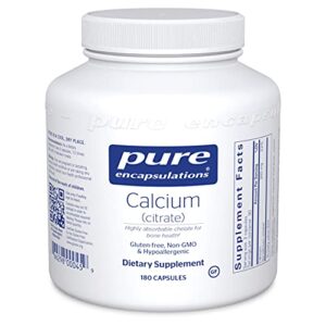 pure encapsulations calcium (citrate) | supplement for bones and teeth, colon health, and cardiovascular support* | 180 capsules