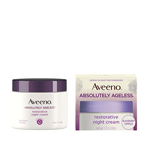 Aveeno Absolutely Ageless Restorative Night Cream Face & Neck Moisturizer with Antioxidant-Rich Blackberry Complex, Vitamin C & E, Hypoallergenic, Non-Greasy & Non-Comedogenic, 1.7 fl. oz