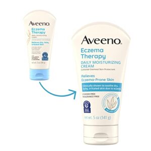 Aveeno Eczema Therapy Daily Moisturizing Cream for Sensitive Skin, Soothing Lotion with Colloidal Oatmeal for Dry, Itchy, and Irritated Skin, Steroid-Free and Fragrance-Free, 5 oz (Pack of 3)