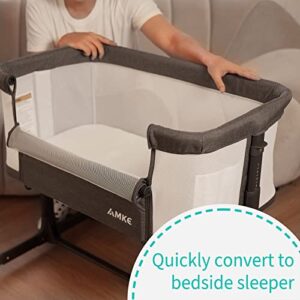 AMKE Baby Bassinets, Bedside Sleeper for Baby,All mesh Baby Crib Portable Bassinets for Safe Co-Sleeping, Safe Adjustable Baby Bed for Baby Infant Newborn Girl Boy