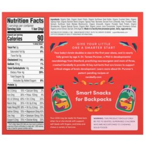 Cerebelly Toddler Snack Bars – Strawberry Beet Smart Bars (Pack of 5), Healthy & Organic Whole Grain Bars with Veggies & Fruit, 15 Brain-supporting Nutrients from Superfoods, Nut Free, No Added Sugar, Made with Gluten Free Ingredients