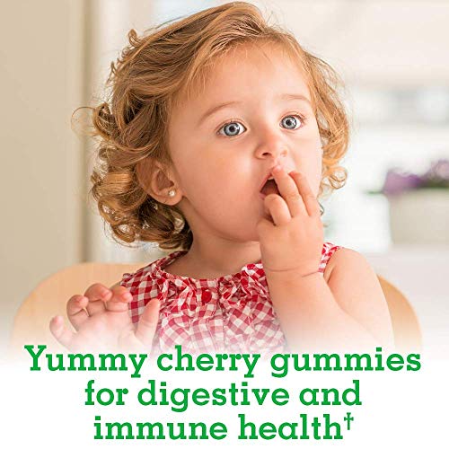 Garden of Life Probiotics for Kids, Cherry Flavor Gummies - Sugar Free Once Daily Kids Probiotic Gummies, 3 Billion CFU Probiotics Plus Fiber for Digestive & Immune Health, 30 Vegetarian Gummies