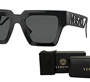 Versace VE4431 50MM Black/Dark Grey Square Sunglasses for Women + BUNDLE With Designer iWear Complimentary Eyewear Kit