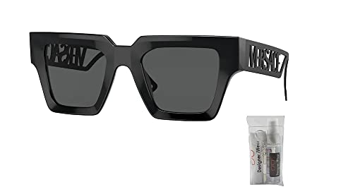 Versace VE4431 50MM Black/Dark Grey Square Sunglasses for Women + BUNDLE With Designer iWear Complimentary Eyewear Kit