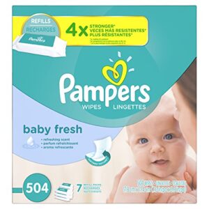 pampers baby fresh water baby wipes 7x refill packs, 504 count