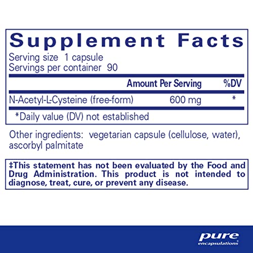 Pure Encapsulations NAC 600 mg | N-Acetyl Cysteine Amino Acid Supplement for Lung and Immune Support, Liver, and Antioxidants* | 90 Capsules