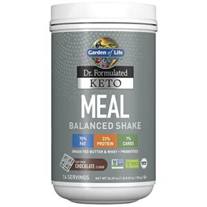 garden of life dr. formulated keto meal balanced shake – chocolate powder, 14 servings, truly grass fed butter & whey protein plus probiotics, non-gmo, gluten free, ketogenic, paleo meal replacement