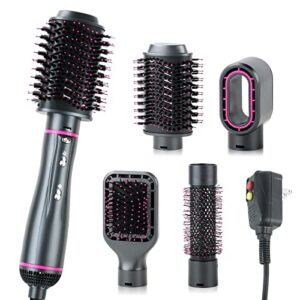 hair dryer brush, 4 in 1 detachable blow dryer & volumizer styler hot air brush hair dryer brush blow dryer brush in one for hair drying volumizing straightening curling styling