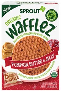 sprout organic baby food, stage 4 toddler snacks, pumpkin butter & jelly wafflez, single serve waffles, 0.63 ounce (pack of 5)