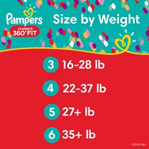 Diapers Size 4, 108 Count - Pampers Cruisers 360° Fit Disposable Baby Diapers, Enormous Pack (Packaging May Vary)