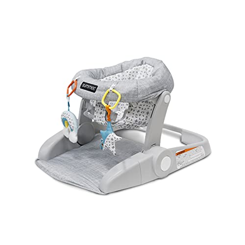 Summer® Learn-to-Sit™ 2-Position Floor Seat (Heather Gray) – Sit Baby Up in This Adjustable Baby Activity Seat Appropriate for Ages 4-12 Months – Includes Toys