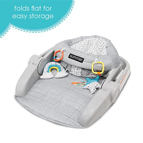 Summer® Learn-to-Sit™ 2-Position Floor Seat (Heather Gray) – Sit Baby Up in This Adjustable Baby Activity Seat Appropriate for Ages 4-12 Months – Includes Toys