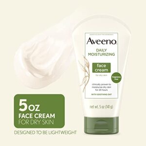 Aveeno Daily Moisturizing Fragrance-Free Face & Neck Cream, Oat Facial Moisturizer for Dry Skin, 5 oz, Daily Moisturizing Body Lotion with Soothing Oat, 2.5 oz (2 Item, Product Bundle)