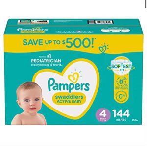 pampers swaddlers disposable diapers size 4, 144 count