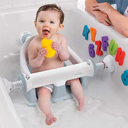 Summer My Bath Seat for Sit-Up Baby Bathing, Backrest for Assisted Sitting, Easy Setup & Storage, Gray