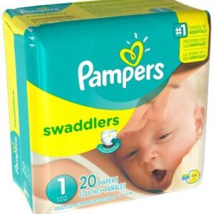 Pampers Swaddlers Diapers, Size 1, 20 Count - Pampers Sensitive Wipes Travel Pack 50 Count.