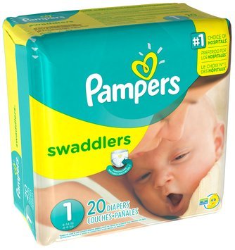 Pampers Swaddlers Diapers, Size 1, 20 Count - Pampers Sensitive Wipes Travel Pack 50 Count.