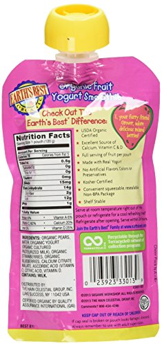 Earth's Best, Organic Fruit Yogurt Smoothie, Mixed Berry (Pack of 6)