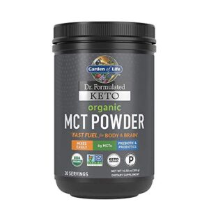 garden of life dr. formulated keto organic mct powder – 30 servings, 6g mcts from coconuts plus prebiotic fiber & probiotics, certified organic, non-gmo, vegan, gluten free, ketogenic & paleo