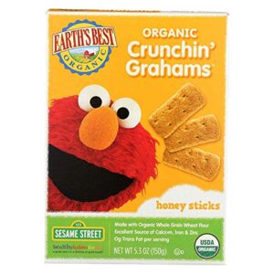 earths best organic crunchin grahams honey sticks, 5.3 ounce — 6 per case.