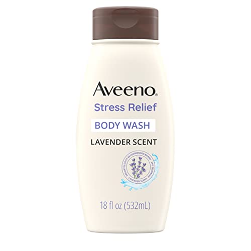 Aveeno Stress Relief Body Wash with Soothing Oat, Gently Cleanses and Moisturizes with Lavender Scent, Chamomile & Ylang-Ylang Essential Oils, Dye-Free & Soap-Free Calming Body Wash, 18 fl. oz