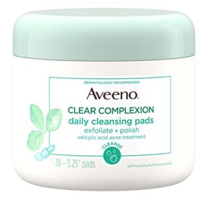 aveeno clear complexion daily facial cleansing pads with salicylic acid acne treatment, 28 ct