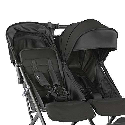 Summer 3Dpac CS+ Double Stroller, Black – Car Seat Compatible Baby Stroller – Lightweight Stroller with Convenient One-Hand Fold, Reclining Seats, Two Extra-Large Canopies & Parent Friendly Features