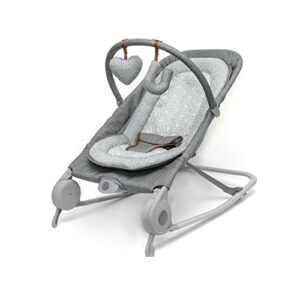 summer 2-in-1 bouncer & rocker duo (heather gray) convenient and portable rocker and bouncer for babies includes soft toys and soothing vibrations