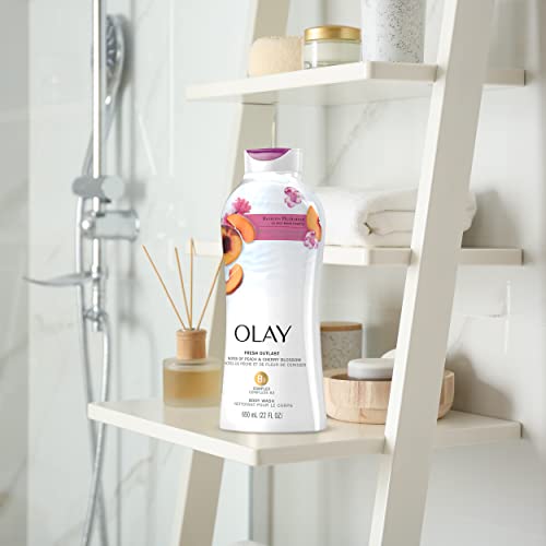 Olay Fresh Outlast Paraben Free Body Wash with Energizing Notes of Peach and Cherry Blossom, 22 fl oz, Pack of 4