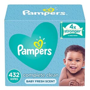 pampers baby wipes complete clean scented 6x pop-top packs, 432 count