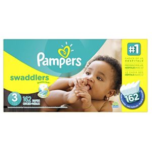 pampers swaddlers disposable baby diapers, economy pack plus, size 3, 162 count (pack of 1)