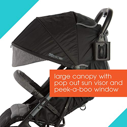 Summer 3Dpac CS+ Compact Fold Stroller, Black - Compact Car Seat Adaptable Baby Stroller - Lightweight Stroller with Convenient One-Hand Fold, Reclining Seat and Extra-Large Canopy