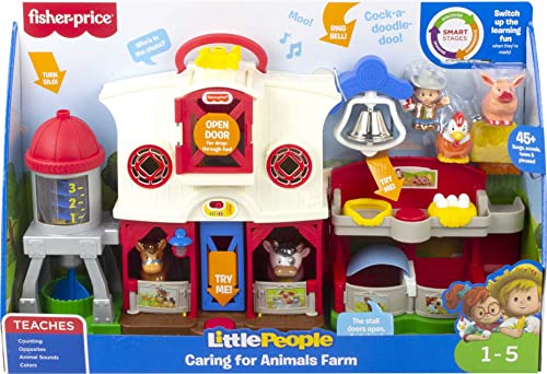 Fisher-Price Little People Toddler Learning Toy Caring For Animals Farm Electronic Playset With Smart Stages For Ages 1+ Years