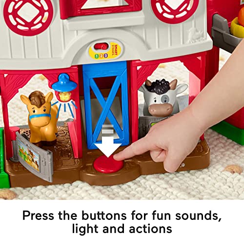 Fisher-Price Little People Toddler Learning Toy Caring For Animals Farm Electronic Playset With Smart Stages For Ages 1+ Years