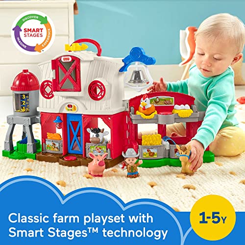 Fisher-Price Little People Toddler Learning Toy Caring For Animals Farm Electronic Playset With Smart Stages For Ages 1+ Years