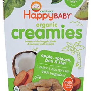 Happy Baby Organics Creamies Freeze-Dried Veggie & Fruit Snacks with Coconut Milk, Apple Spinach Pea & Kiwi, 1 Ounce (Pack of 1)