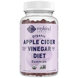 garden of life apple cider vinegar diet gummies mykind organics – organic acv gummy vitamins with svetol green coffee bean extract to burn fat – 63 vegan non-gmo gummies for weight loss & detox