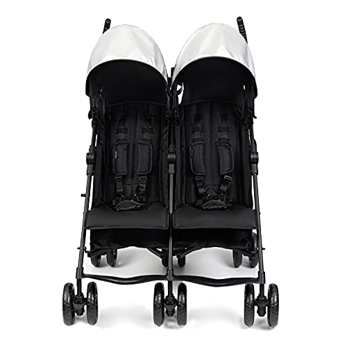 Summer Infant 3Dlite Double Convenience Lightweight Double Stroller for Infant & Toddler with Aluminum Frame, Two Large Seats with Individual Recline, Extra-Large Storage Basket, Black