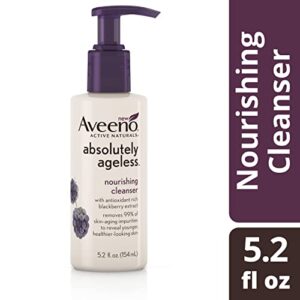 Aveeno Absolutely Ageless Nourishing Daily Facial Cleanser, Antioxidant-Rich Blackberry Extract, Non-Comedogenic Makeup-Removing Face Wash from Dermatologist-Recommended Brand, 5.2 fl. oz